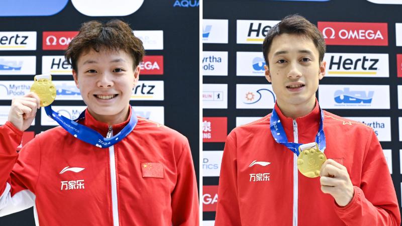 China's Chen, Lian win golds at diving World Cup in Berlin