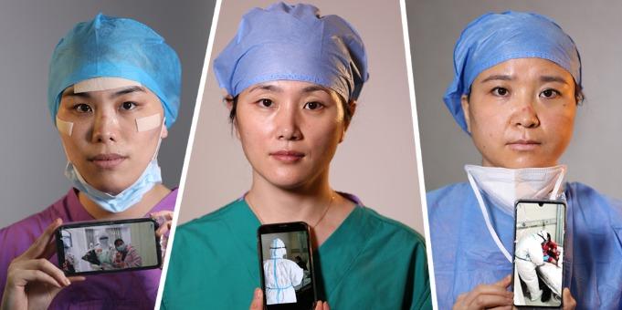 Project shows faces behind the masks